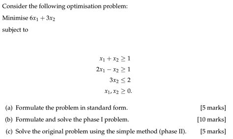 Solved Consider The Following Optimisation Problem Minimise