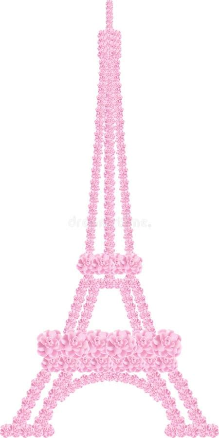 Pink Rose With Heart And Eiffel Tower Stock Vector Illustration Of