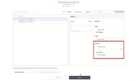When Setting The Missing Data To Discard In The Ingestion Setting Of The Measure Column The Row