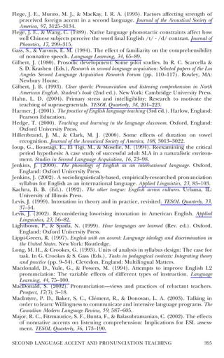 second language accent and pronunciation teaching a research based