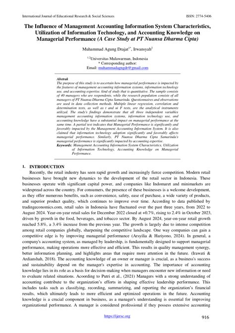 Pdf The Influence Of Management Accounting Information System Characteristics Utilization Of