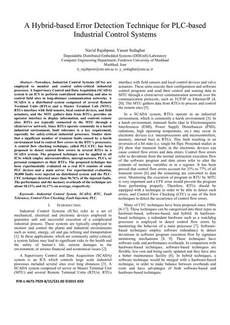pdf a hybrid based error detection technique for plc based industrial