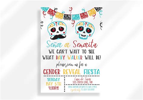 Editable Senor Or Senorita Gender Reveal Invitation Cinco De Mayo
