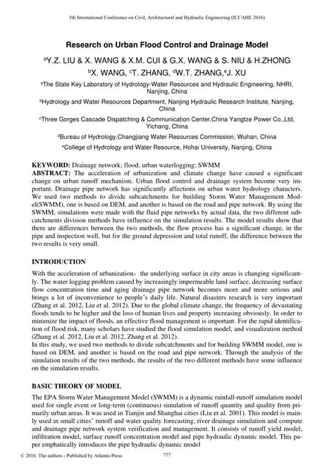 PDF Research On Urban Flood Control And Drainage Model