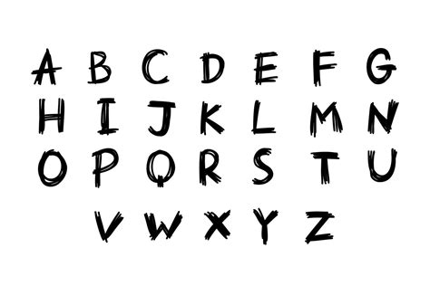 Scribble Black English Latin Abc Alphabet Font A To Z Vector