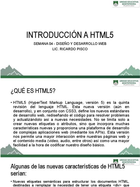 Semana 04 Introducción A Html5 Pdf Html Html5