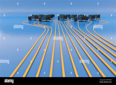 Cloud Computing Network Infrastructure Concept On Blue Background With