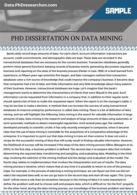 Data Mining Phd Dissertation Sample