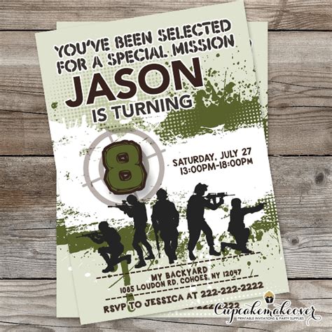 Special Forces Military Birthday Invitations Cupcakemakeover