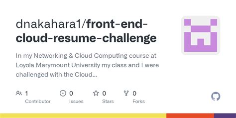 GitHub Dnakahara Front End Cloud Resume Challenge In My Networking Cloud Computing Course