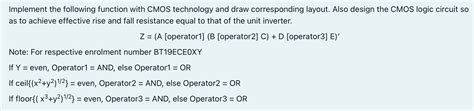 Solved Implement The Following Function With Cmos Technology