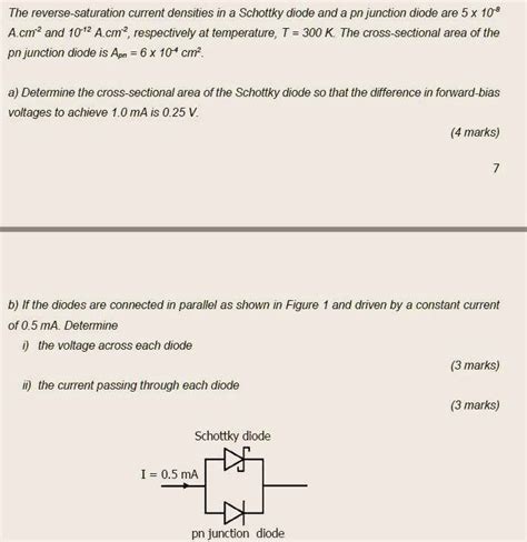 Solved The Reverse Saturation Current Densities In A Schottky Diode