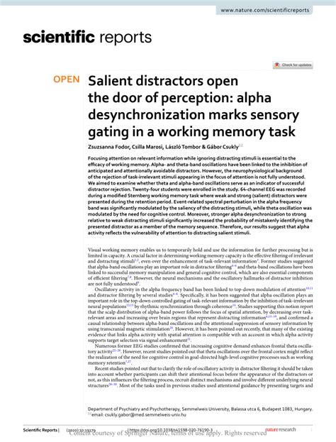 Pdf Salient Distractors Open The Door Of Perception Alpha
