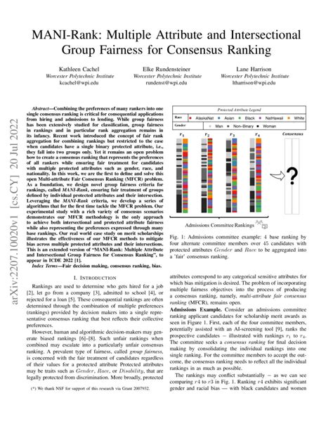 Mani Rank Multiple Attribute And Intersectional Group Fairness For