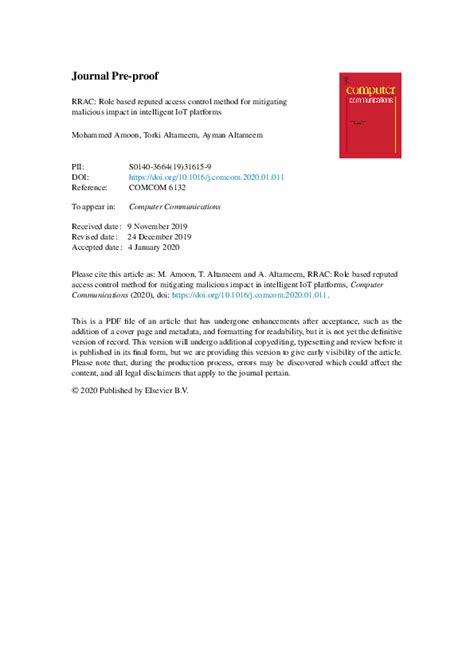 Pdf Rrac Role Based Reputed Access Control Method For Mitigating Malicious Impact In