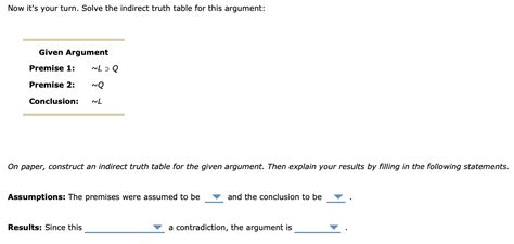 Solved 1 Single Line Indirect Truth Tables For Validity