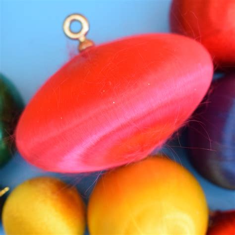 Vintage 1970s Satin Christmas Baubles Pineapple Retro
