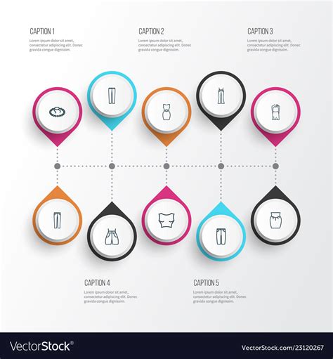 Fashionable Icons Line Style Set With Sleeveless Vector Image