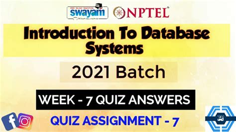 introduction to database systems week 7 answers 2021 nptel youtube