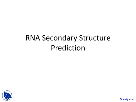 rna secondary structure prediction bioinformatics lecture slides