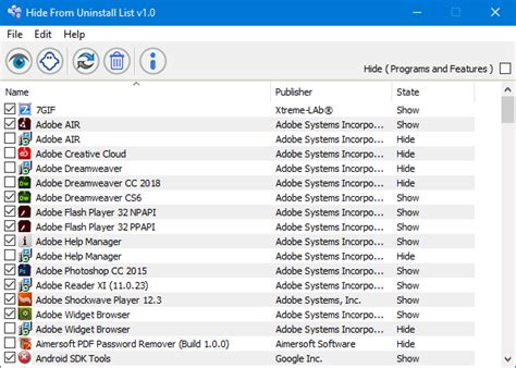 دانلود نرم افزار Hide From Uninstall List برای مخفی کردن برنامههای نصب شده