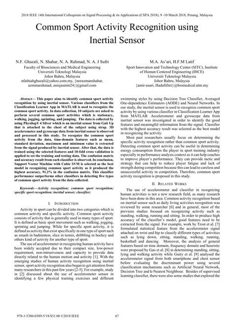 Pdf Common Sport Activity Recognition Using Inertial Sensor
