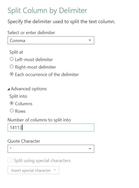 solved issue with split column with delimiter from sharep