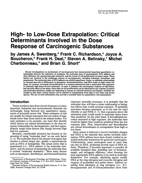 Pdf High To Low Dose Extrapolation Critical Determinants Involved