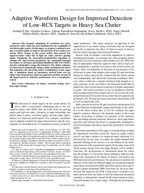 Pdf Adaptive Waveform Design For Improved Detection Of Low Rcs