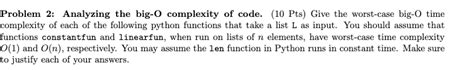 solved problem 2 analyzing the big o complexity of code