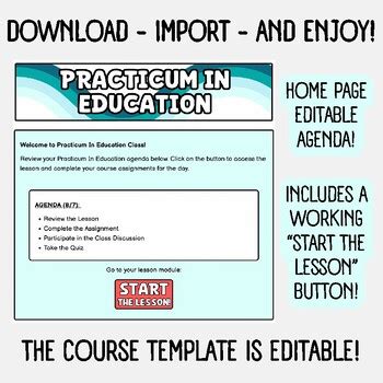 Canvas LMS Course Template CTE Practicum In Education 100 Customizable