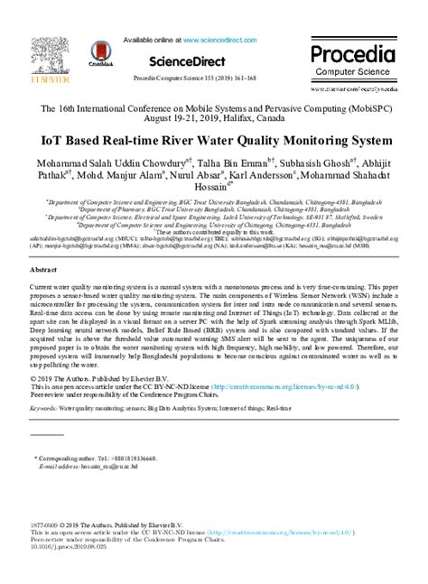 Pdf Iot Based Real Time River Water Quality Monitoring System