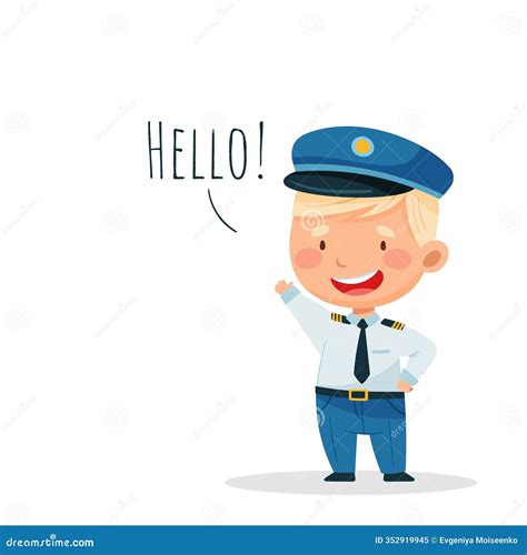 Young Pilot Says Hello Stock Illustration Illustration Of Airman 352919945