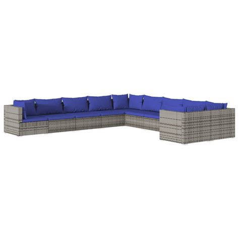 Buy Vidaxl 10 Piece Garden Lounge Set With Cushions Poly Rattan Grey