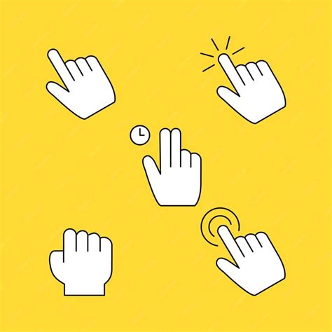 평평한 디자인 마우스 커서 세트 프리미엄 벡터