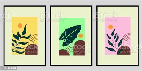 손으로 그린 잎 장식품으로 벽 장식 디자인 세트 미적 스타일의 인물 배경 예술에 대한 스톡 벡터 아트 및 기타 이미지 예술 추상적인 개체 그룹 Istock