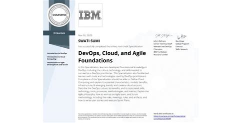 Swati Sumi On Linkedin Completion Certificate For Devops Cloud And