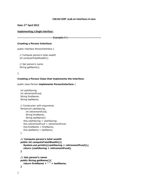 Java Interfaces Implementation Examples