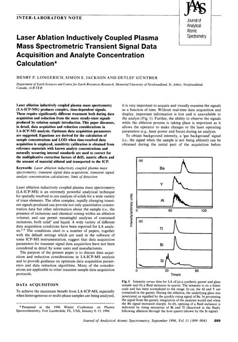 Pdf Laser Ablation Inductively Coupled Plasma Mass Spectrometric Transient Signal Data