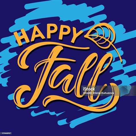 해피 가을 글자 텍스처 배경에 떨어지는 잎 벡터 서예 일러스트레이션 비 배경 포스터 배너 카드 배지 티셔츠 프린트를 위한 가을