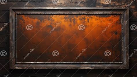 Rusted Rust Color Frame On Wall 3d And Photo Mockup Stock Illustration