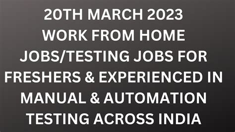 Testing Jobs 20th March Manual Testing Automation Testing Freshers Youtube