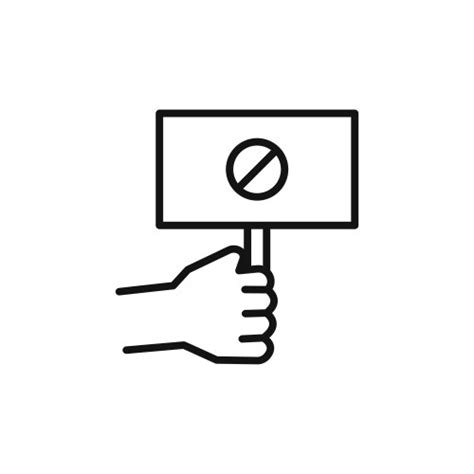 Protest Banner In Hand Icon Logo Sign Set Outline Vector Image