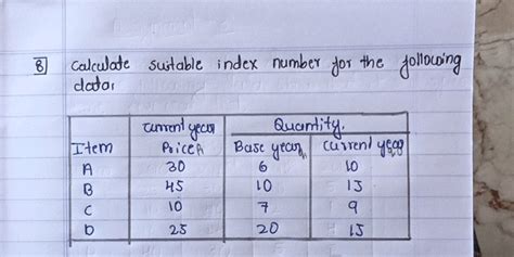 Calculate Suitable Index Number For The StudyX