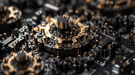 Detailed View Of A Quantum Computer Circuit In Black And Gold Premium Ai Generated Image