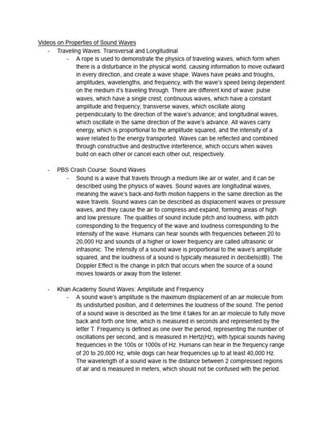 Physics Summaries Pdf Waves Sound