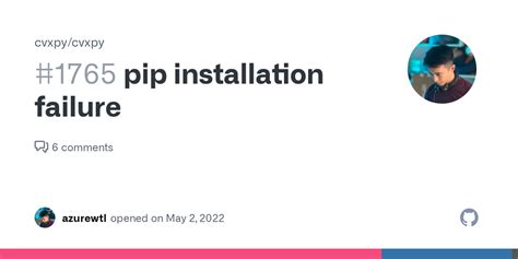 Pip Installation Failure Issue 1765 Cvxpy Cvxpy GitHub