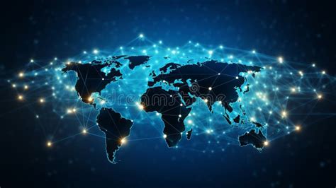 Global Network Connection Big Data Analytics And Business Concept World Map Point And Line