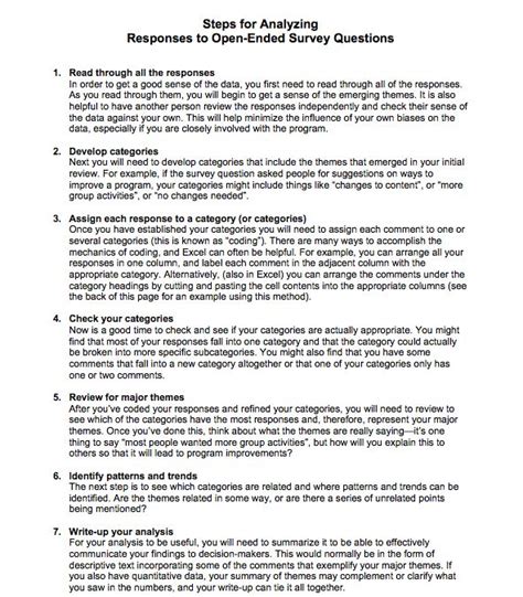 Steps For Analyzing Responses To Open Ended Survey Questions