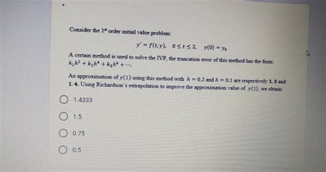 Solved Consider The 1st Order Initial Value Problem Y